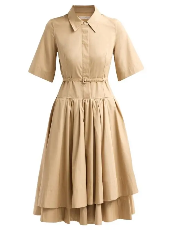 Co Tton Belted Midi-shirtdress - Camel