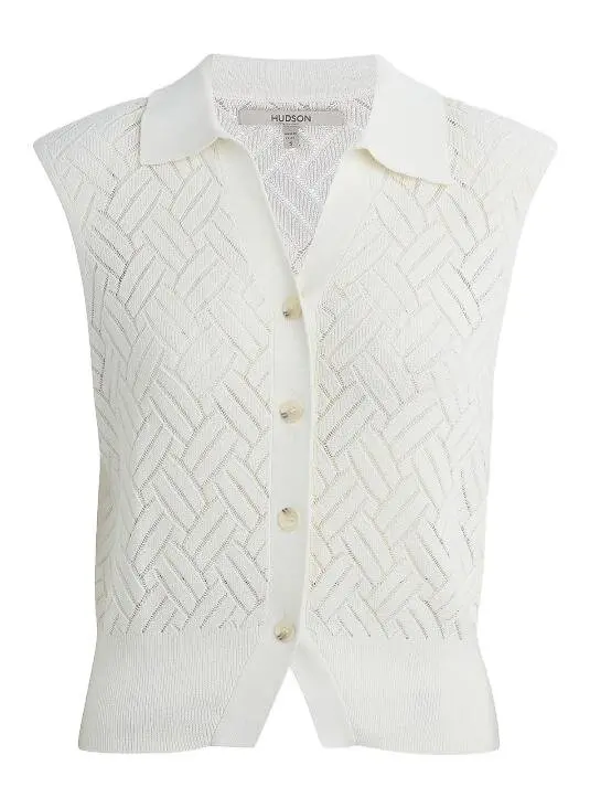 Hudson Jeans Cap Sleeve Rib-knit Top - Starch