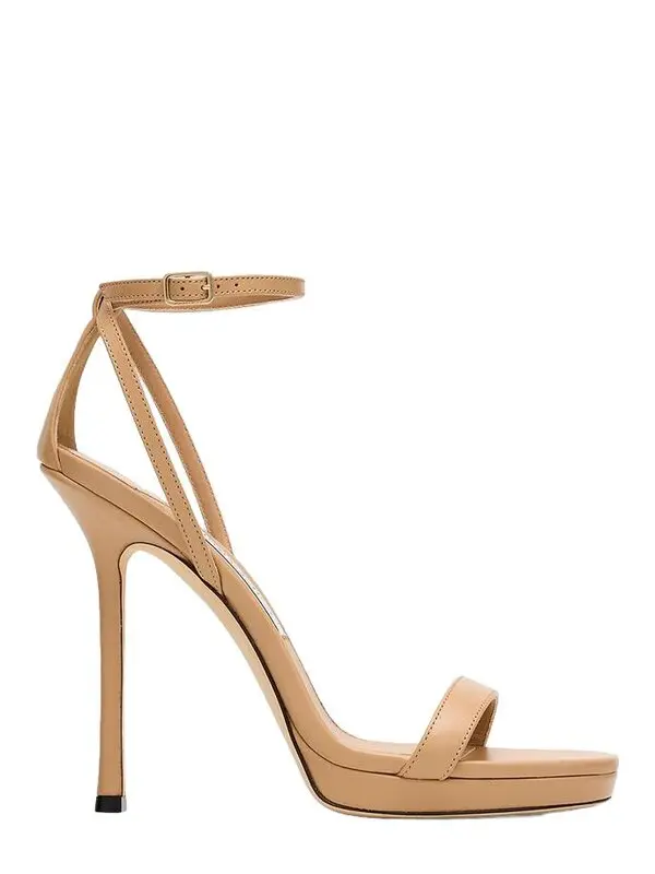 JIMMY CHOO Moza 120mm Leather Sandals - Chai