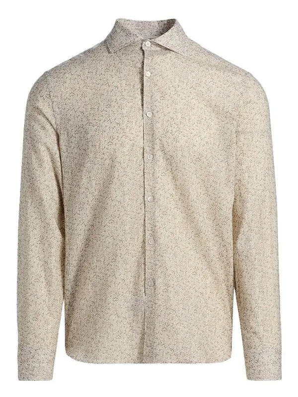 Canali Floral Linen-cotton Sport Shirt - Grey