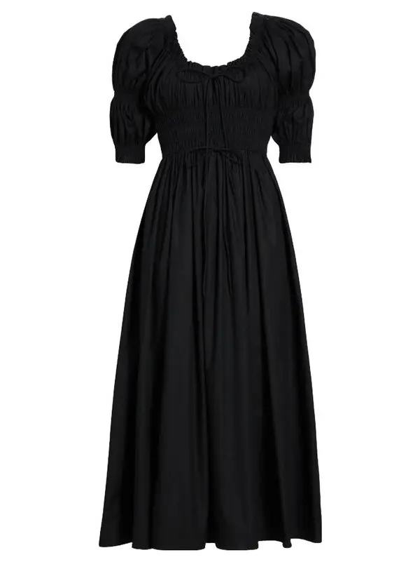 DÔEN Ischia Puff-sleeve Dress - Black