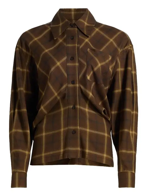 Co Check Plaid Banana-sleeve Shirt - Chocolate