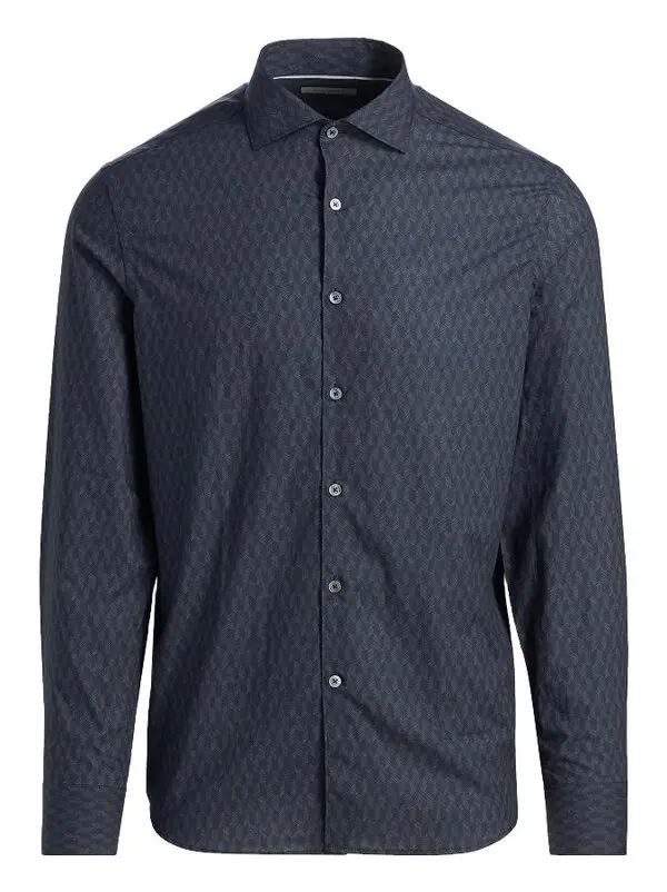 Canali Tonal Frecchia Sport Shirt - Navy