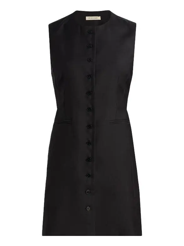 HEIRLOME Danielle Wool-blend Button-front Minidress - Black