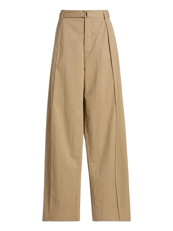 Co Pleated Tton-blend Wide-leg Pants - Camel