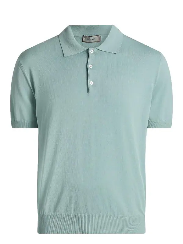 Canali Cotton Knit Polo Shirt - Teal