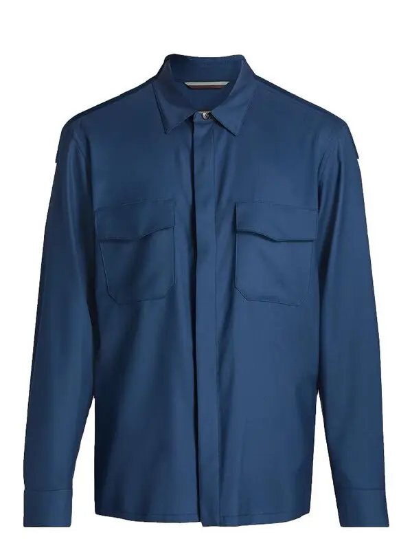 Canali Highluxury Wool-silk Overshirt - Blue
