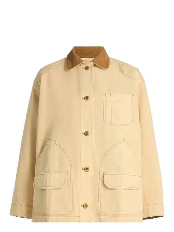 DÔEN Pascale Contrast Collar Jacket - Straw