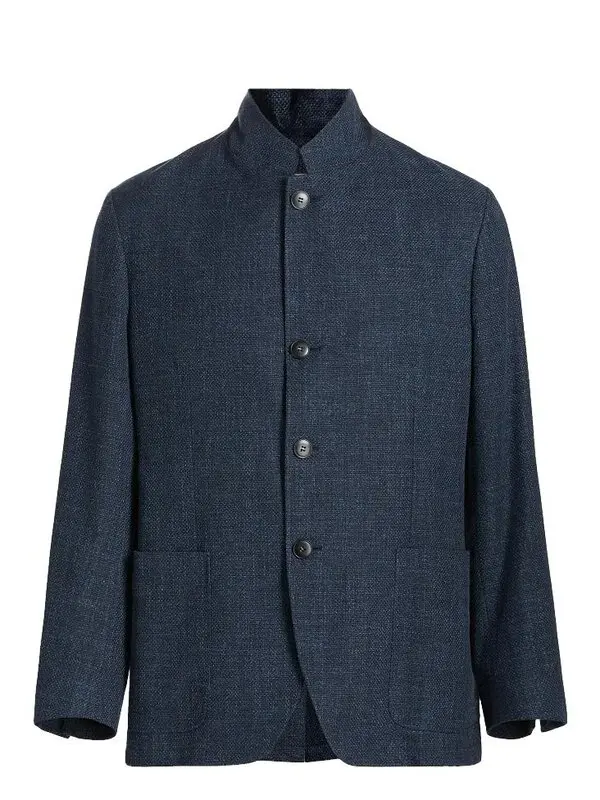 Canali Hybrid 4-button Patch Jacket - Navy