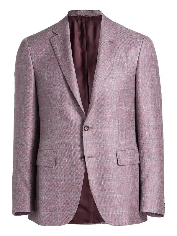 Canali Kei Windowpane Plaid Sport Coat - Brown