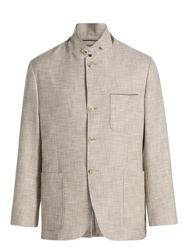 Canali Bruma Textured-weave Hybrid Patch Jacket - Tan