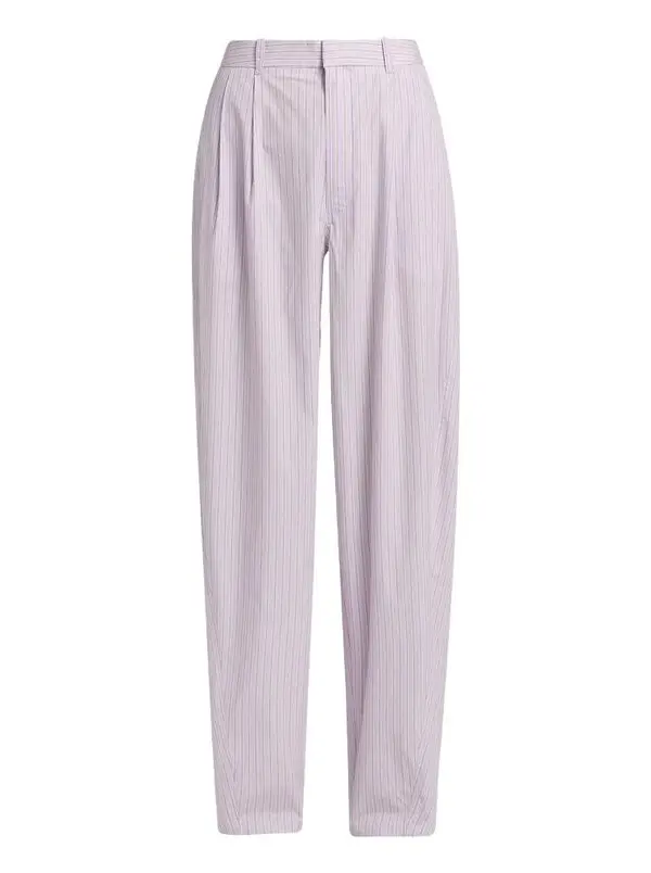 Ronny Kobo Davika Striped Cotton Tapered-leg Pants - Hydrangea