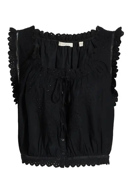 DÔEN Traveler Eyelet Top - Black