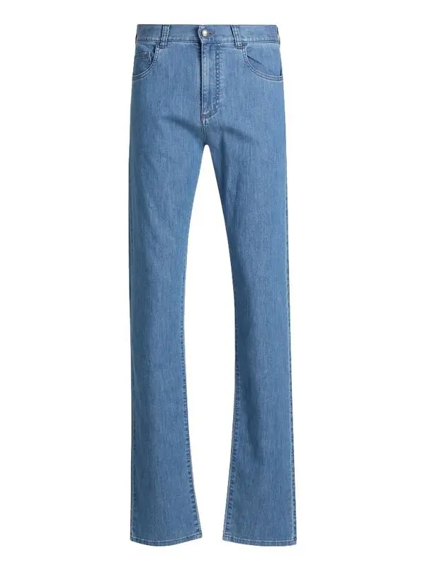 Canali Lightweight Stretch-cotton Jeans - Blue