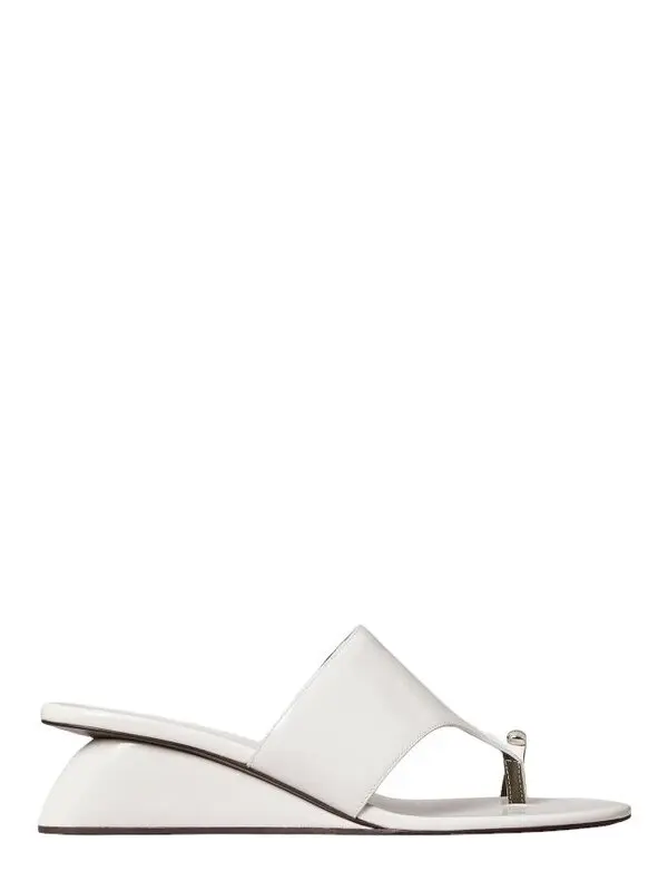 Tory Burch Pierced 45mm Leather Wedge Sandals - Cirrus Cloud