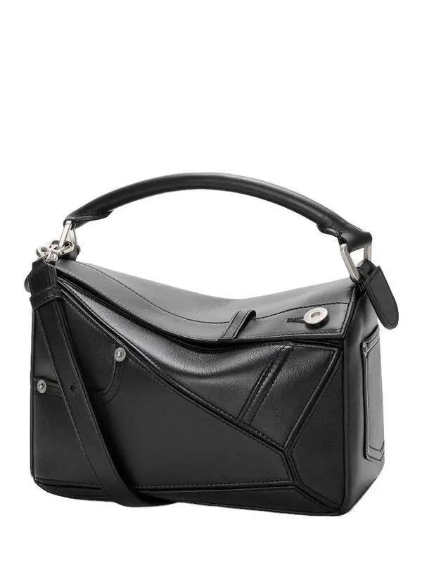 Loewe Small Panta Puzzle Leather Top Handle Bag - Black