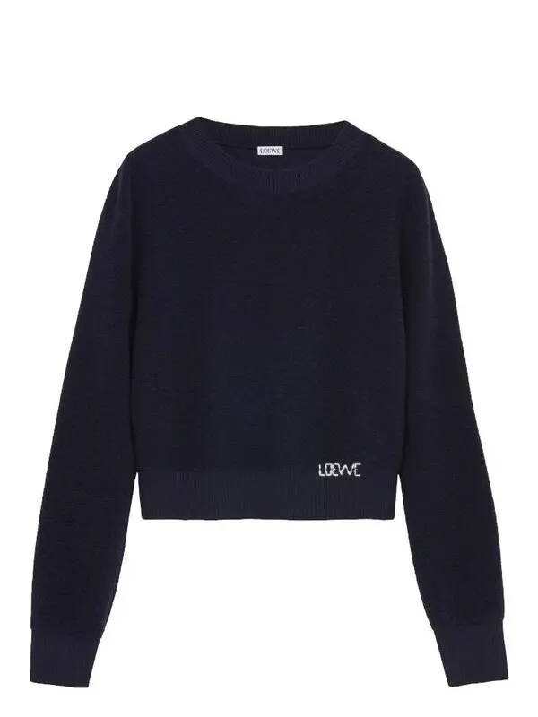 Loewe Stitch Logo Wool Sweater - Navy