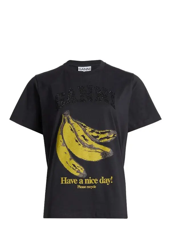 GANNI Banana Relaxed Cotton T-shirt - Phantom