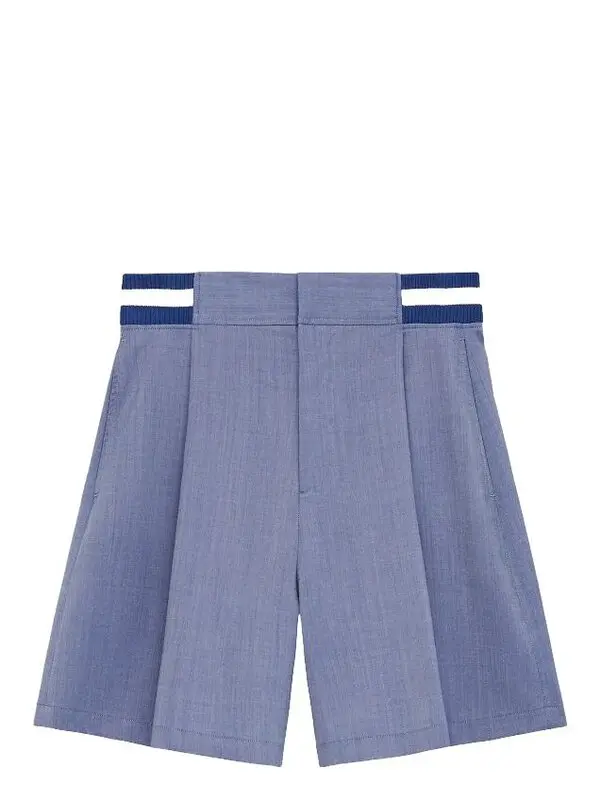Loewe Pleated Wool-blend Shorts - Blue