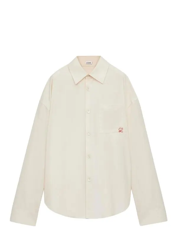 Loewe Embroidered Cotton-blend Shirt - Ecru