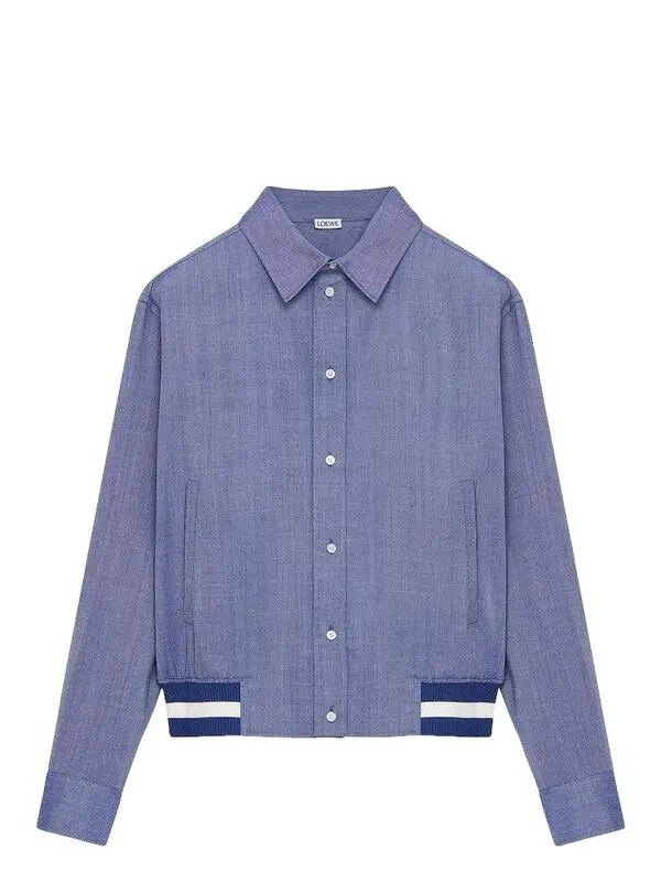 Loewe Wool-blend Striped-hem Jacket - Blue