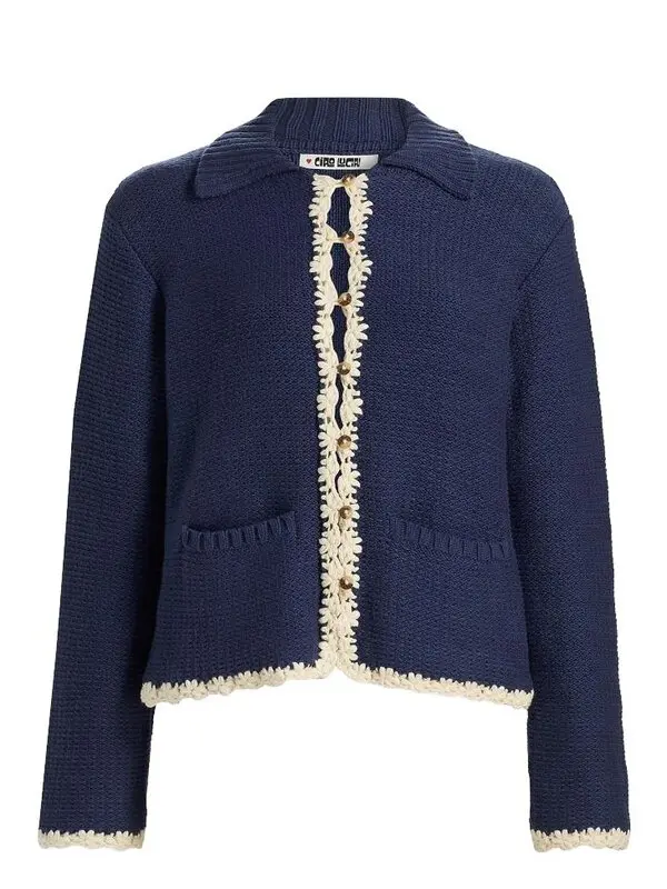 Ciao Lucia Reyla Crochet-trimmed Cardigan - Midnight