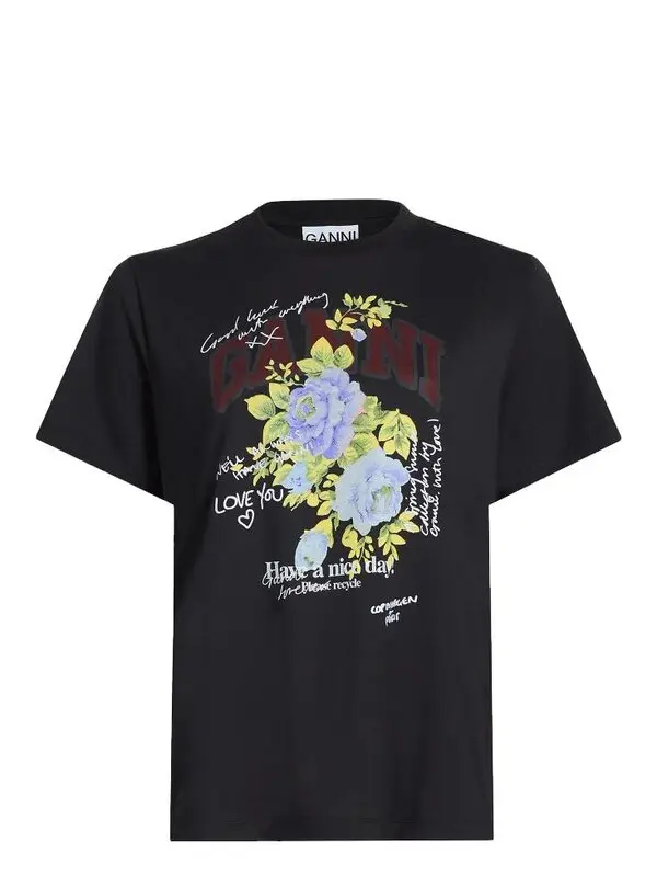 GANNI Rose Graphic T-shirt - Phantom