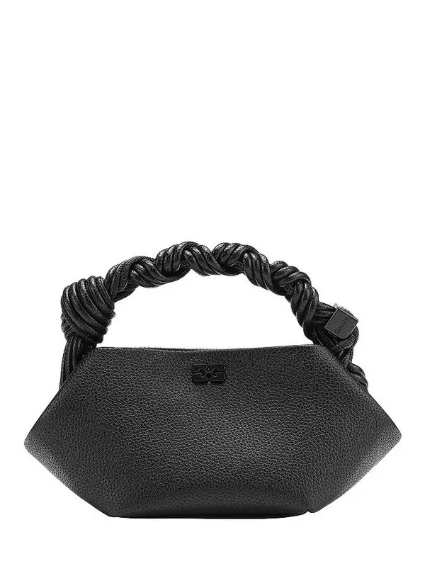 GANNI Bou Mini Leather Top Handle Bag - Black