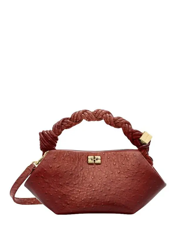 GANNI Bou Mini Leather Top Handle Bag - Red