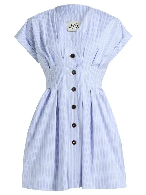KIKA VARGAS Billie Striped Cotton-blend Minidress - Blue