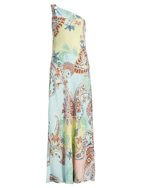 Hemant & Nandita One-shoulder Sash Paisley Maxi Dress - Multi