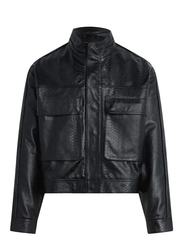 Hudson Jeans Python-embossed Leather Jacket - Black Python