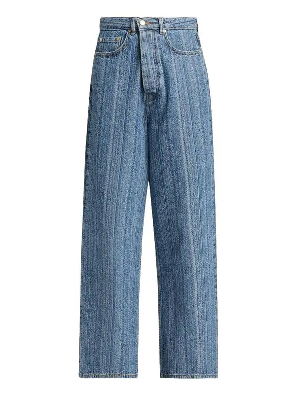 GANNI Striped Baggy-fit Jeans - Indigo
