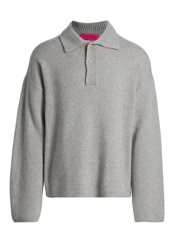 THE ELDER STATESMAN Dume Cashmere Rugby Sweater - Silver