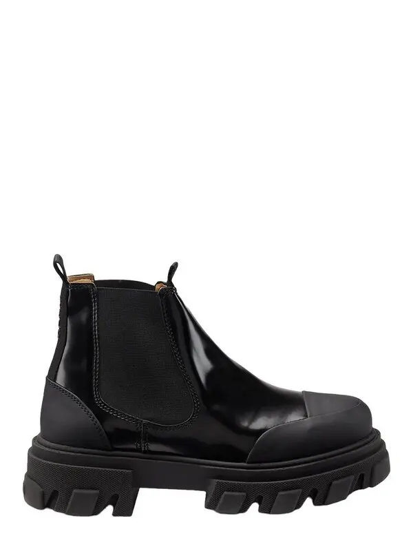 GANNI Cleated Cap-toe Ankle Boots - Black