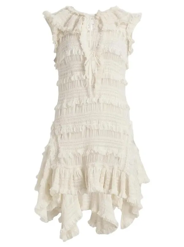 AKNVAS Nora Ruffled Shift Minidress - Cream