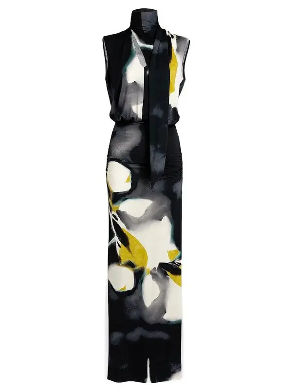 Silvia Tcherassi Cody Floral Draped Maxi Dress - Navy