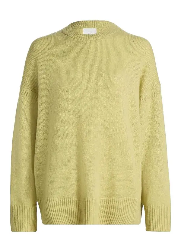 THE ELDER STATESMAN Nimbus Calla Cashmere-cotton Crewneck Sweater - Sage