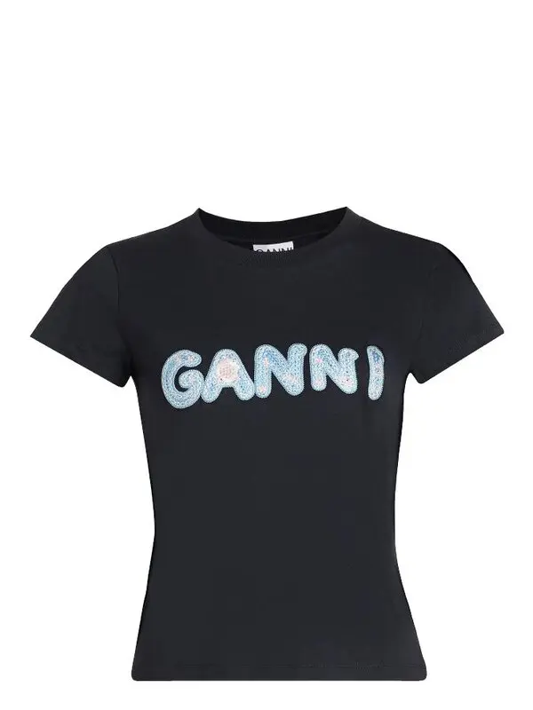 GANNI Basic Cotton Jersey Logo Baby T-shirt - Phantom