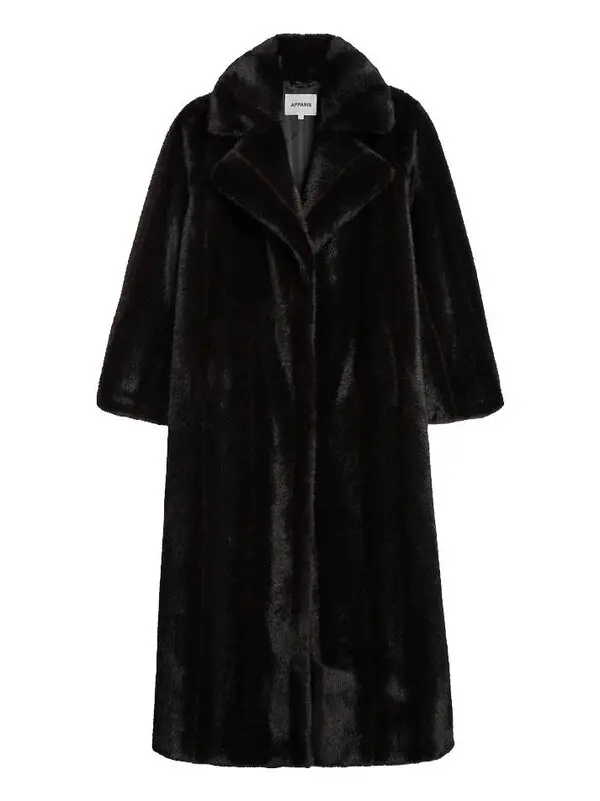 Apparis Gabrielle Faux Fur Long Coat - Noir Multi