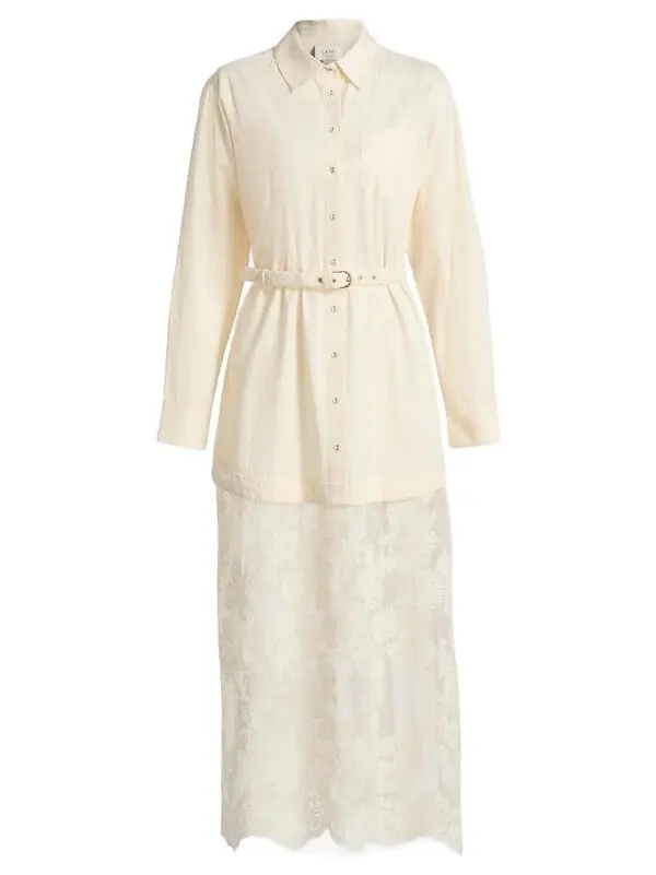 Cami Nyc Niveen Cotton & Lace Midi-dress - Macadamia