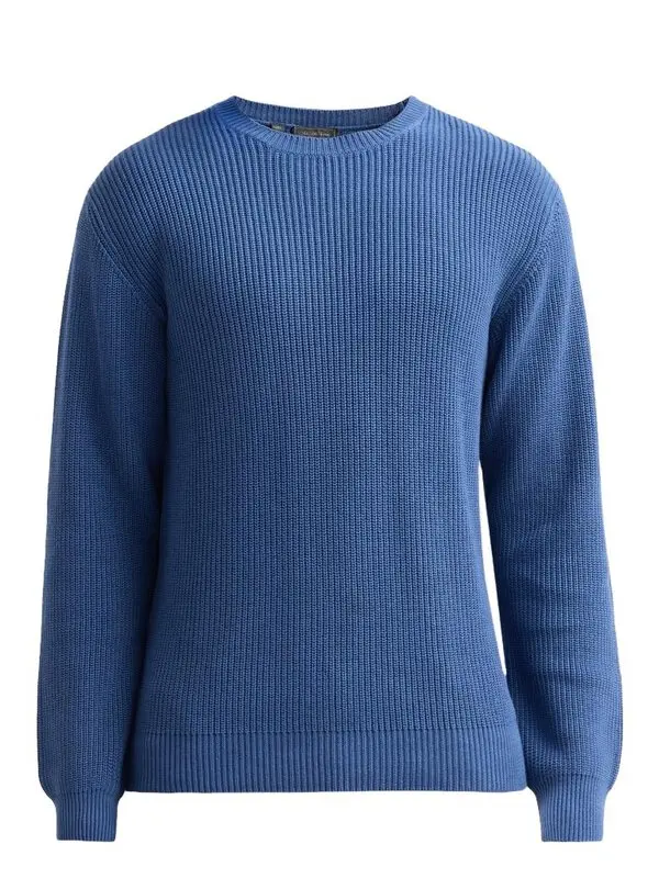 SAKS FIFTH AVENUE Gart Dyed Double Seed Rib-knit Crewneck Sweater - Navy