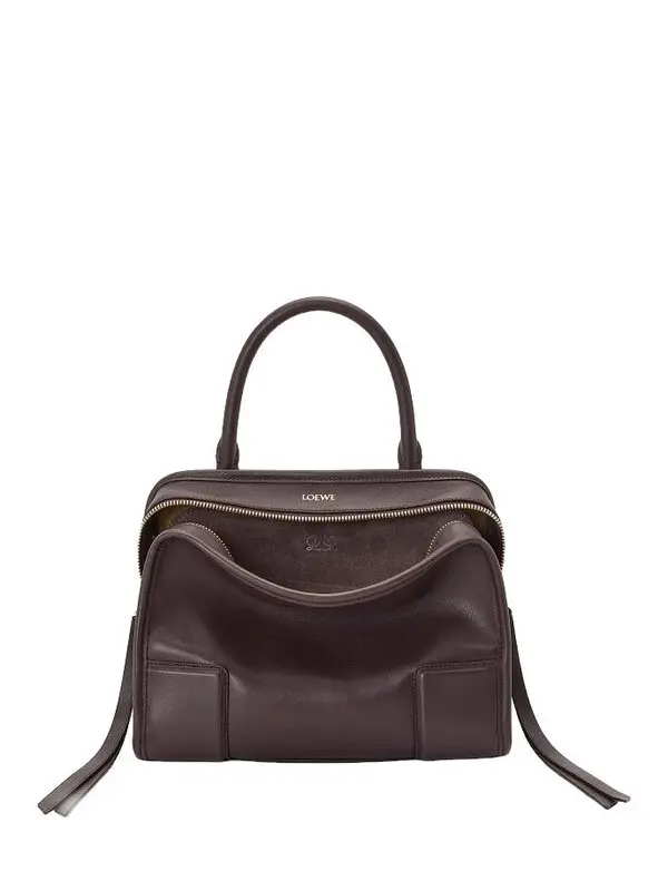 Loewe Amazona Small Leather Top Handle Bag - Dark Chestnut