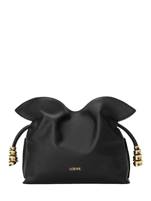 Loewe Coil Flaco Mini Leather Clutch - Black