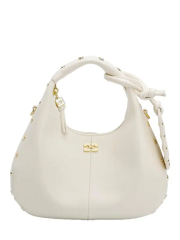 GANNI Mini Studded Hobo Bag - Egret