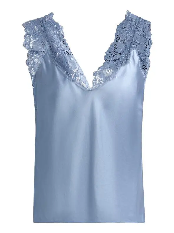 Cami Nyc Ola Lace Trim Satin Camisole - Mist
