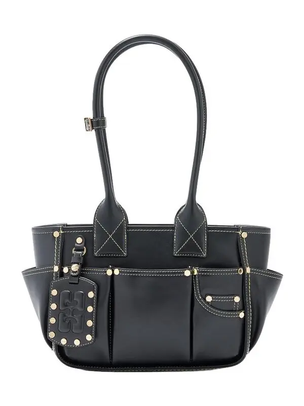 GANNI Posy Small Croc-embossed Shoulder Bag - Black