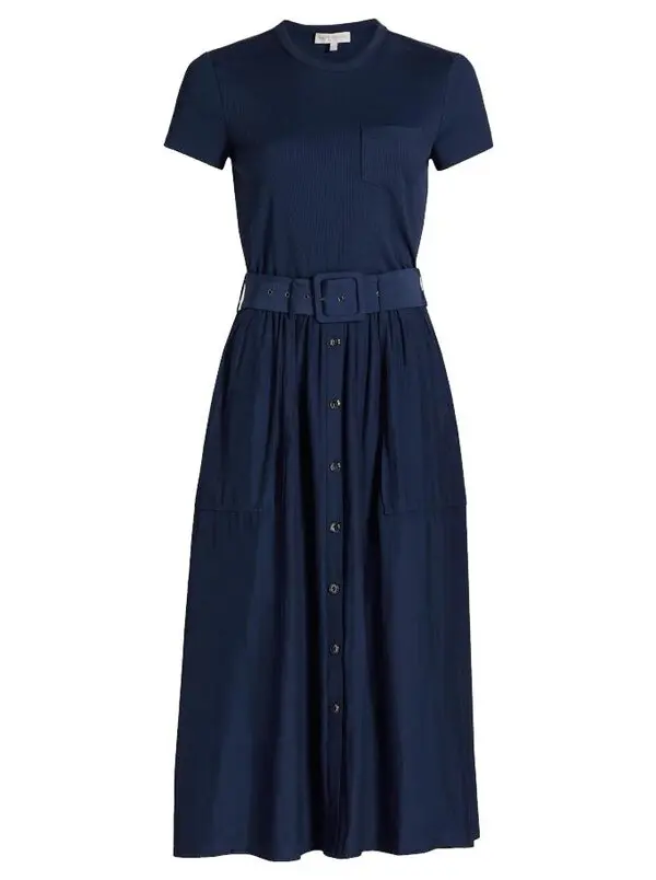 Ramy Brook Sylvie Belted Midi-dress - Spring Navy