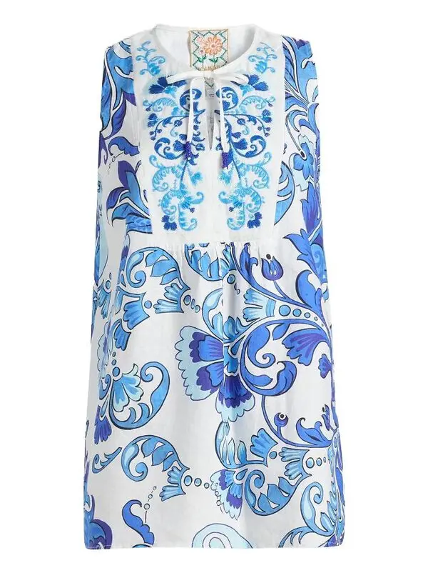 Johnny Was Linen Printed Tank Tunic - Naidda