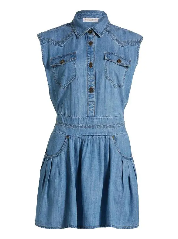 Ramy Brook Paxton Sleeveless Mini-shirtdress - Spring Chambray